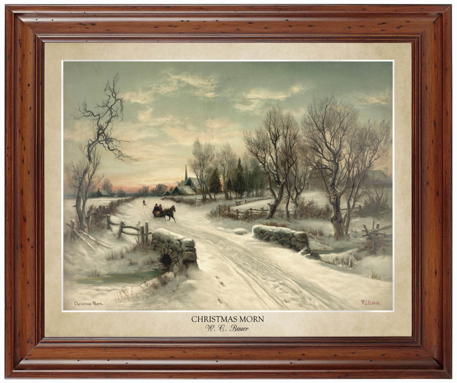 Christmas Morn by W. C. Bauer 1885 18x24 Print Displaying the Artist's ...