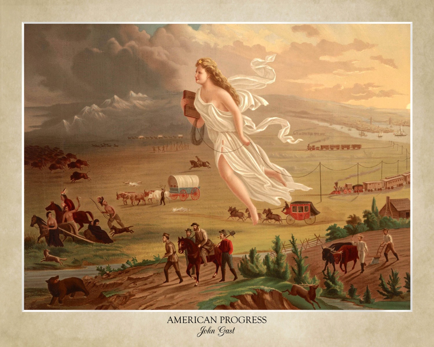 American Progress by John Gast 1872 16x20 print showing the | Etsy