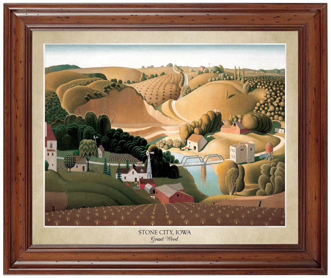 Stone City, Iowa by Grant Wood; 18x24" Print Displaying the Artist's ...