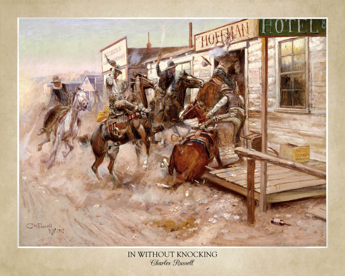 In Without Knocking by Charles Russell (1909); 18x24" Print Displaying ...