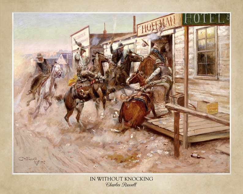 In Without Knocking by Charles Russell (1909); 18x24" Print Displaying ...