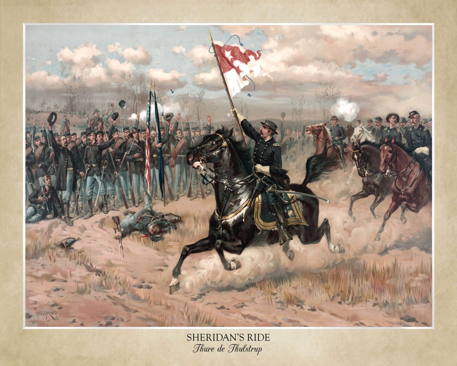 Sheridan's Ride by Thure De Thulstrup 18x24 Print Displaying the Artist ...