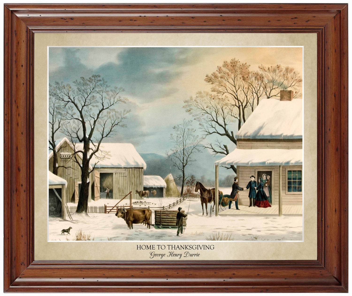 Home to Thanksgiving by George Henry Durrie (1867); 18x24" Print ...