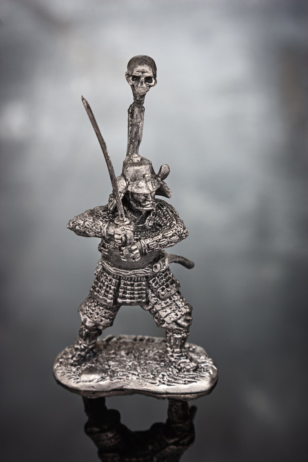 Japanese Warrior With Sword, Tin Metal Miniature 54mm, Samurai ...
