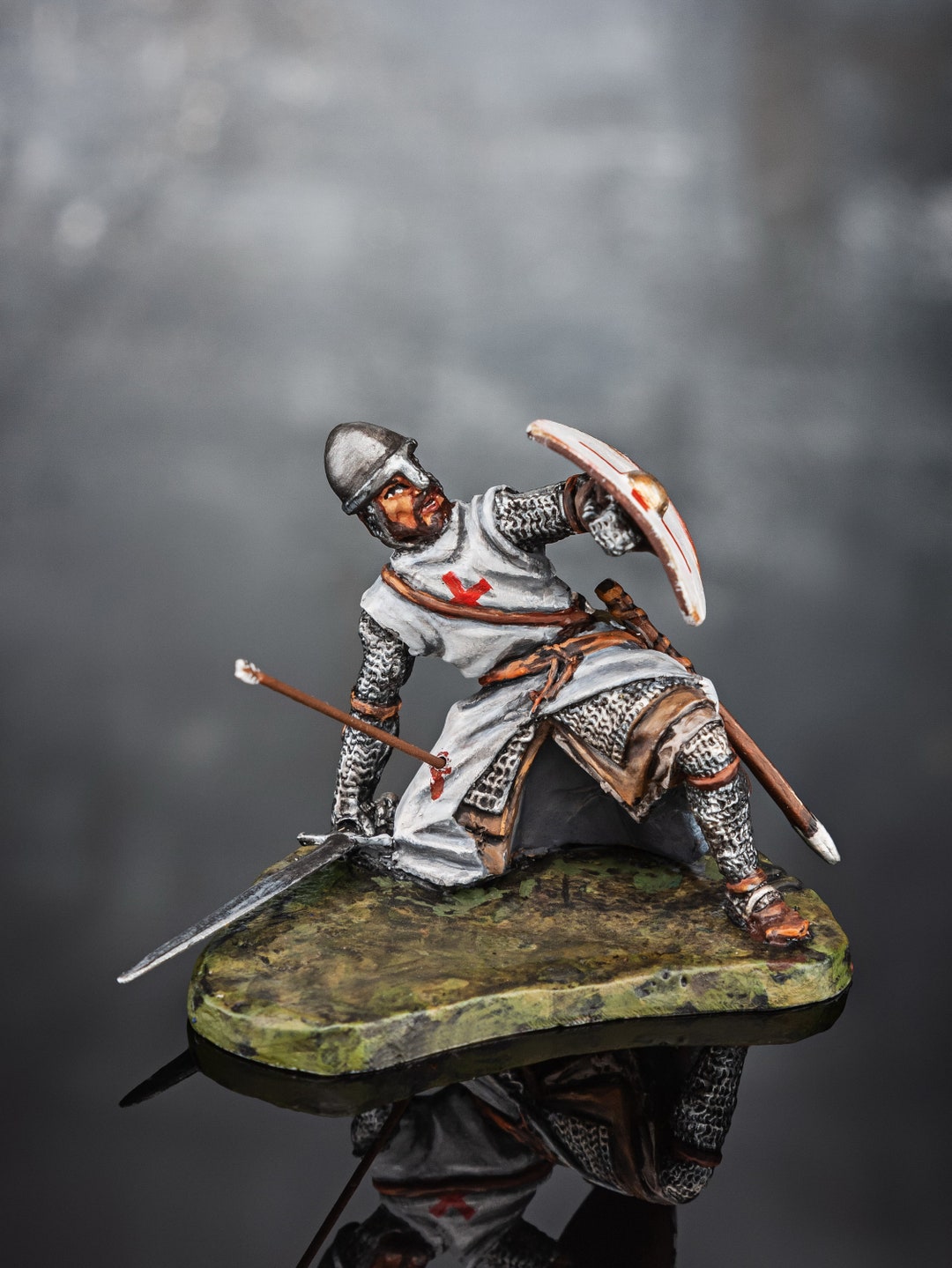 Battle of Hattin Toy Soldier 54mm, Crusader Templar Knight With Shield ...