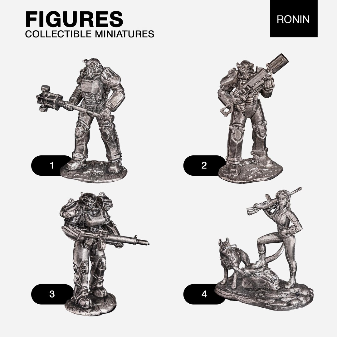 Set of 4pcs RPG Video Game Miniatures, T-45 Power Armor, Tabletop ...