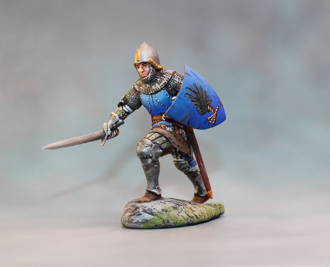 Painted Knight Miniature, Scale Miniature 54 Mm, Resin Hand Painted ...