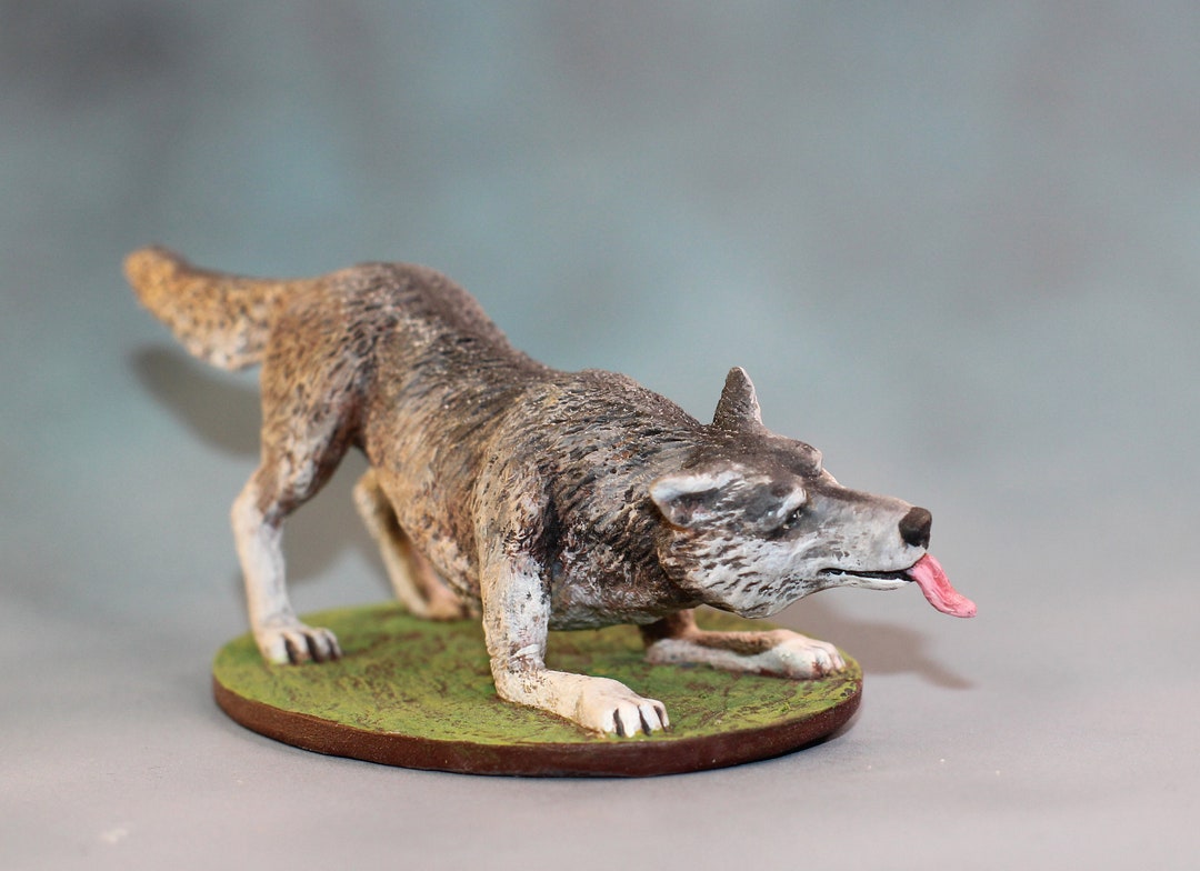 Gray Wolf Hand Painted, Resin Miniature 80mm, Figurine of Wolf ...