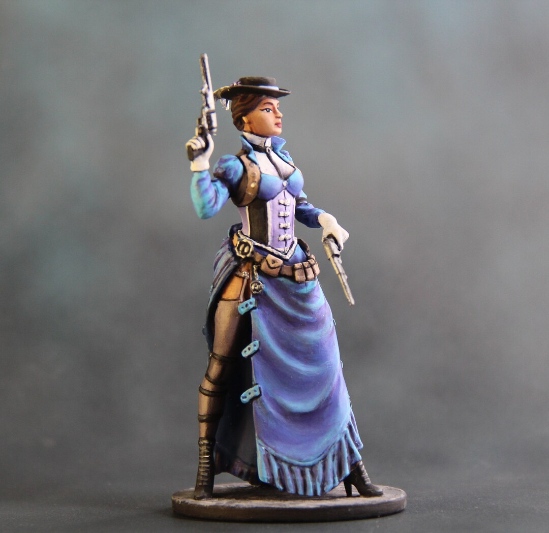 Miniature of Steampunk Headhunter Girl, Fantasy Steampunk Figurine, 3D ...