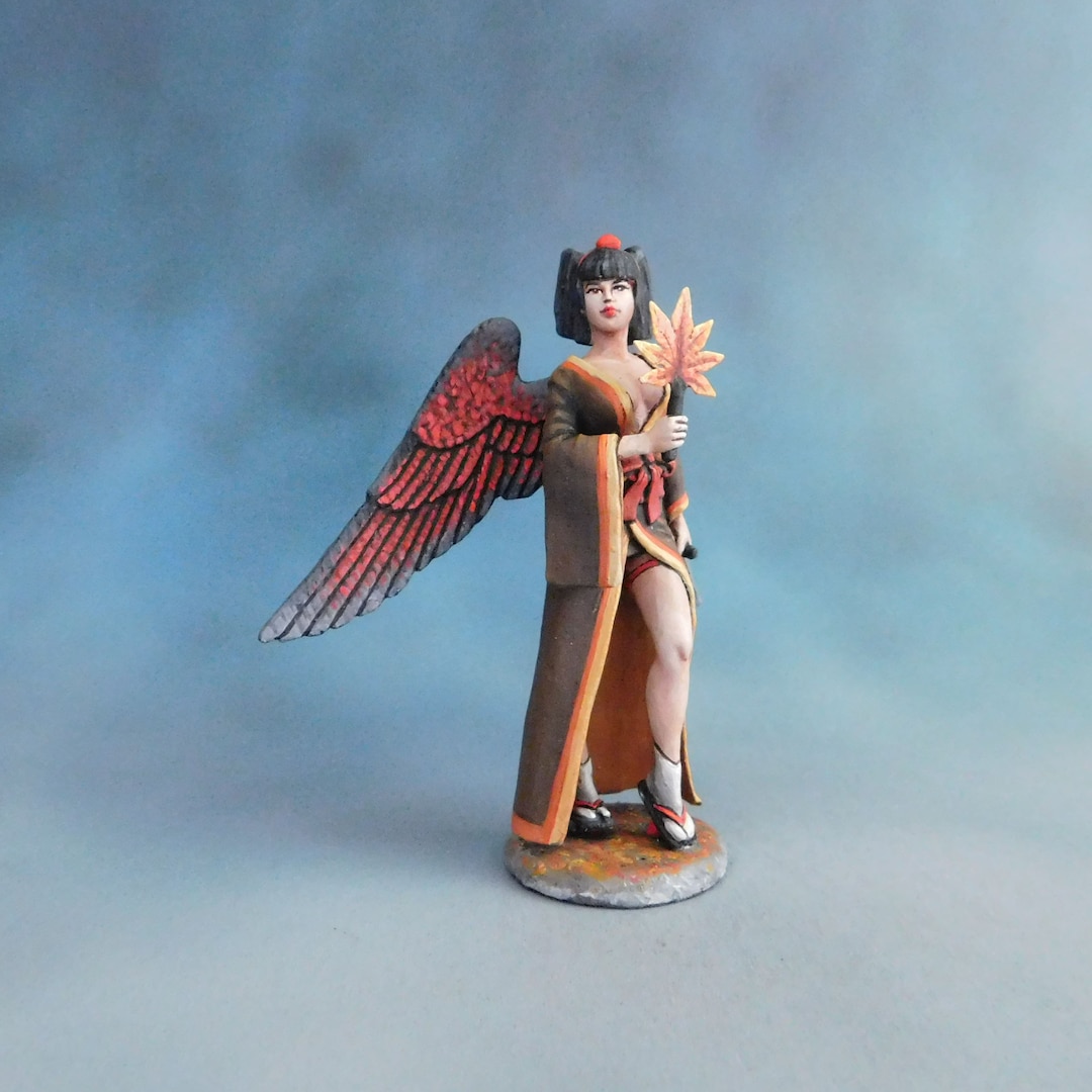 Medieval Japan Tengu, Resin Miniature 54mm, Hand Painted Tengu Girl ...