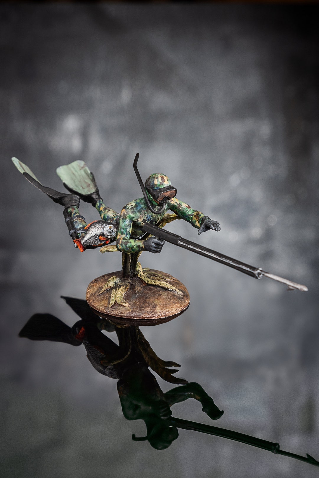 54mm Figurine Scuba Diver, Underwater Hunter, 1/32 Hand Painted Mini ...