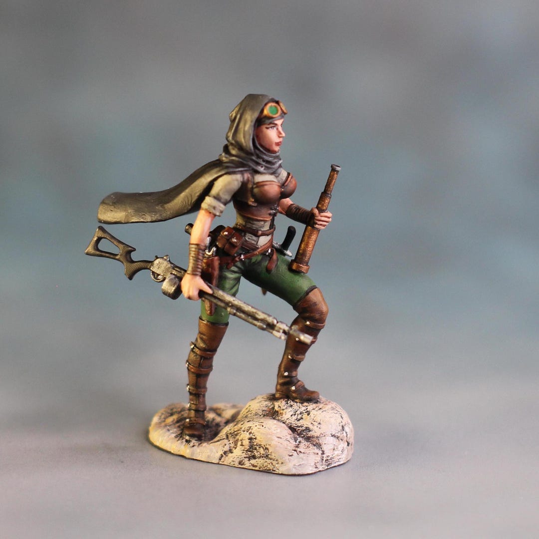 Fantasy Steampunk Headhunter Girl, Resin Scale Miniature 54mm, Fantasy ...