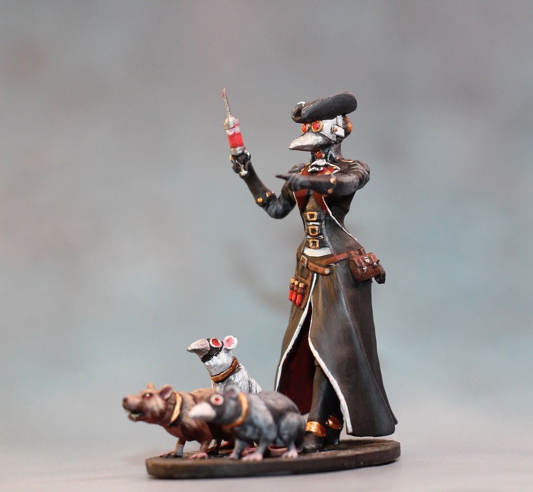 3D Printed Model of Steampunk Plague Doctor With Rats, Tabletop ...
