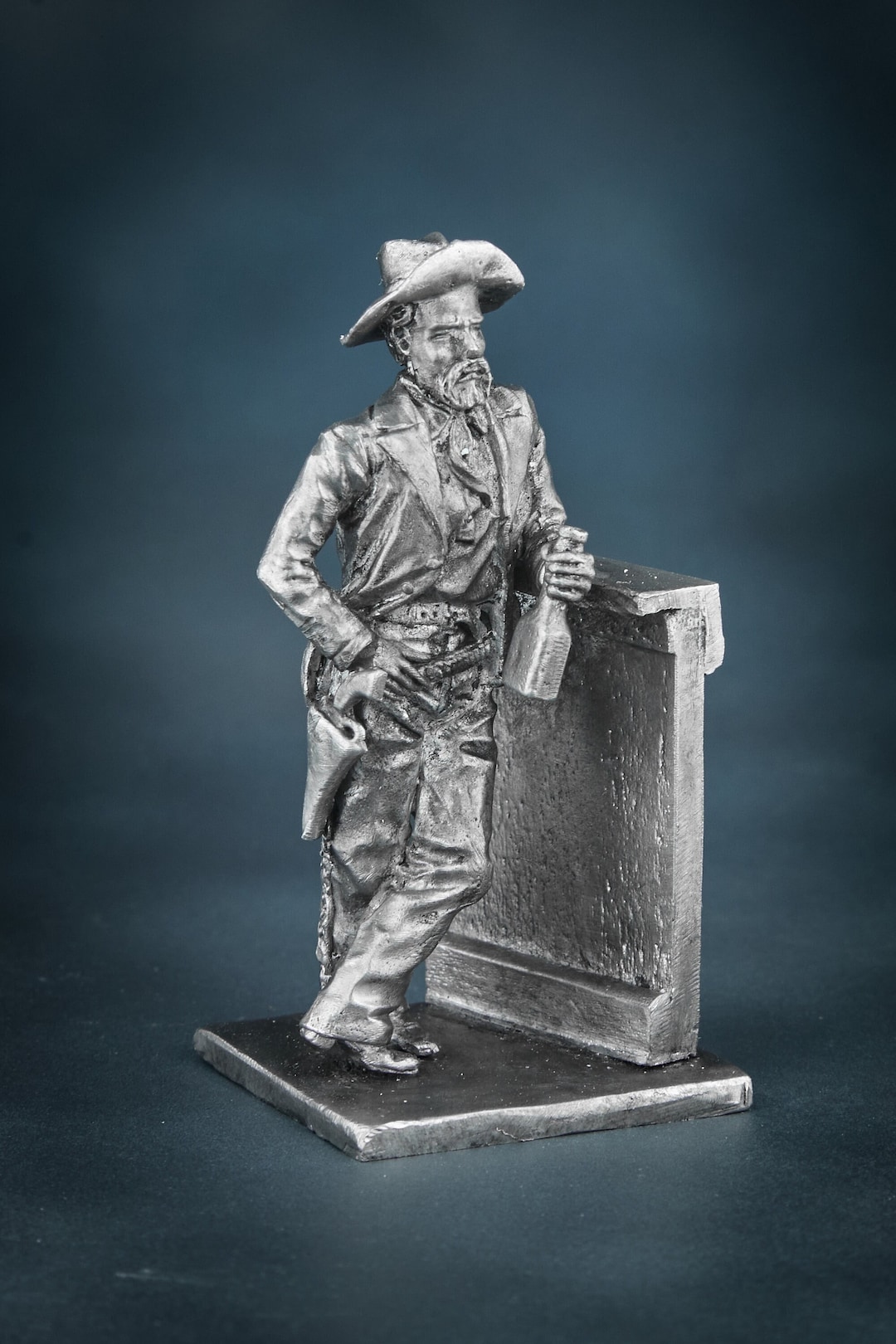 Tin Metal Miniature, Metal Sculpture 54mm, Tin Figurine of Cowboy With ...