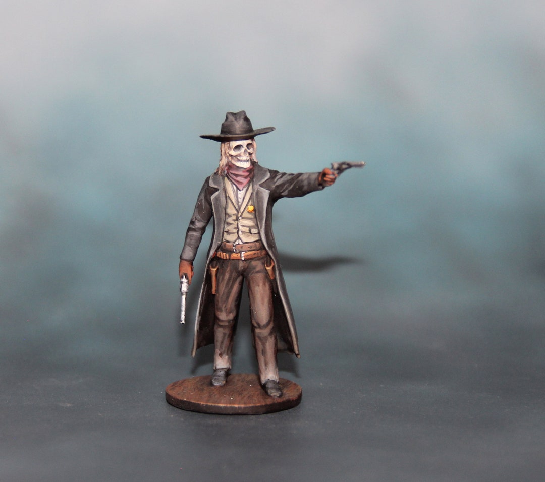 Horror Sheriff Miniature, Painted Skeleton Cowboy Figurines, Skeleton ...