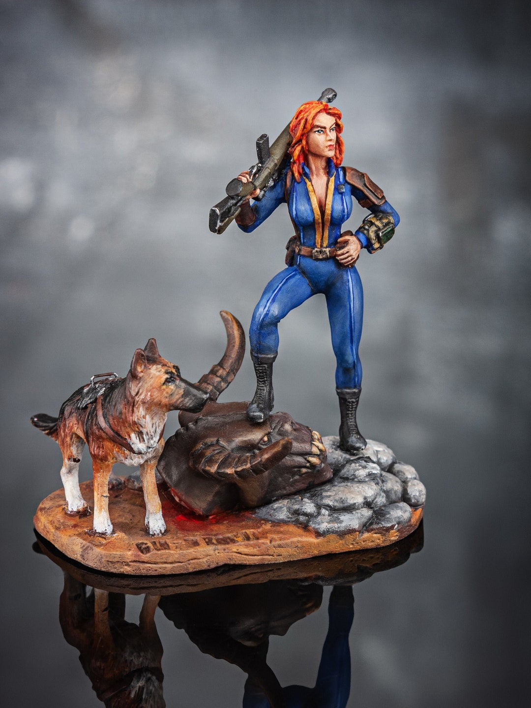 Action Female Small Toy, Hunter Girl With Dog Toy 54mm, Handmade Toy ...
