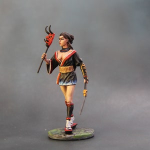 Samurai Oni Mask Miniature, Japanese Female Samurai Figure, Demon ...