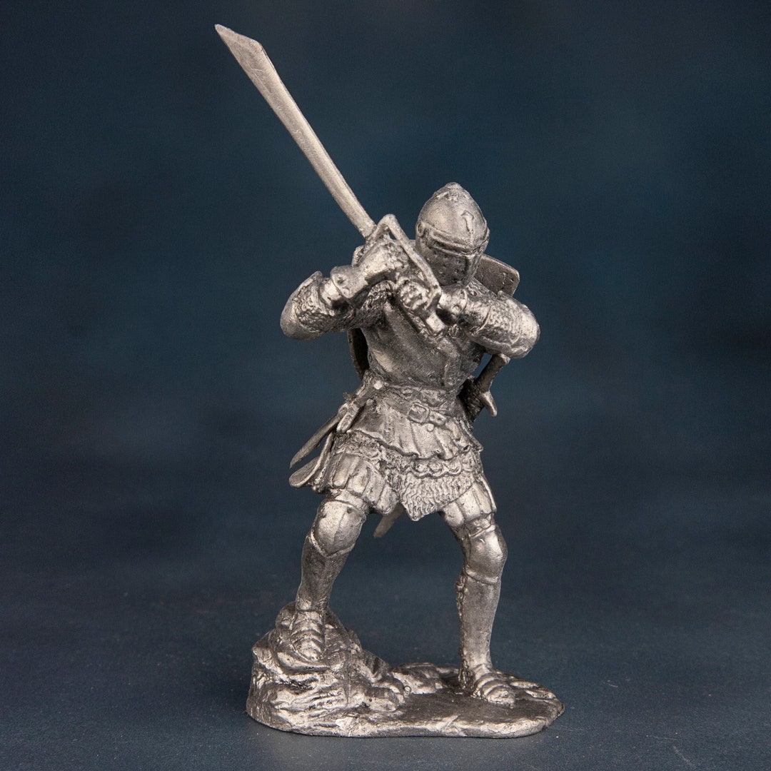 Knight With Sword Sculpture 54 Mm Tin Metal Miniature Action - Etsy