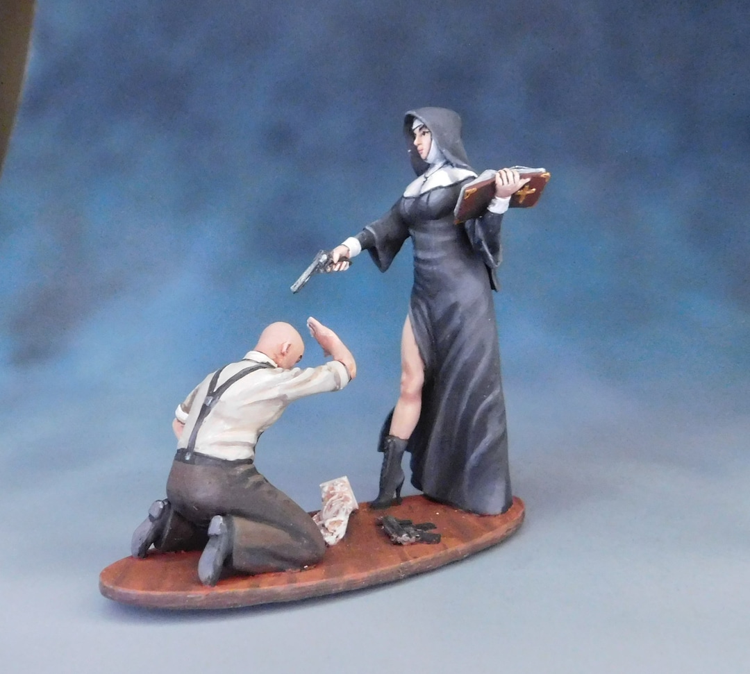 Assassin Nun Tabletop Miniature, Model 54mm, Nun With a Gun Collectible ...