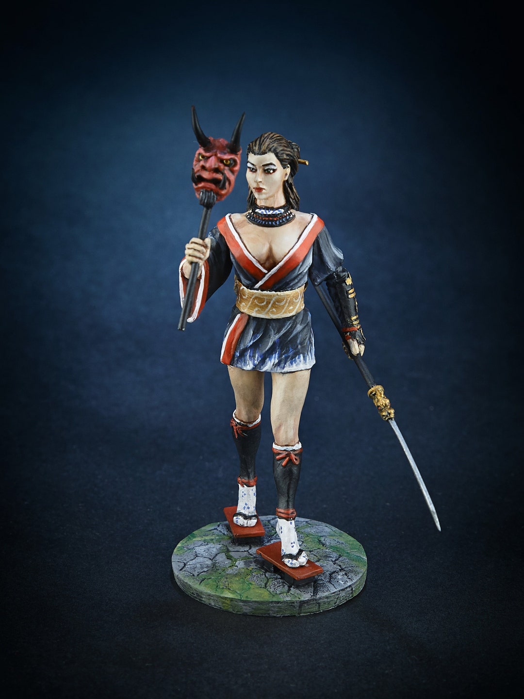 Oni Samurai Miniature Female Samurai 80 Mm Miniature - Etsy