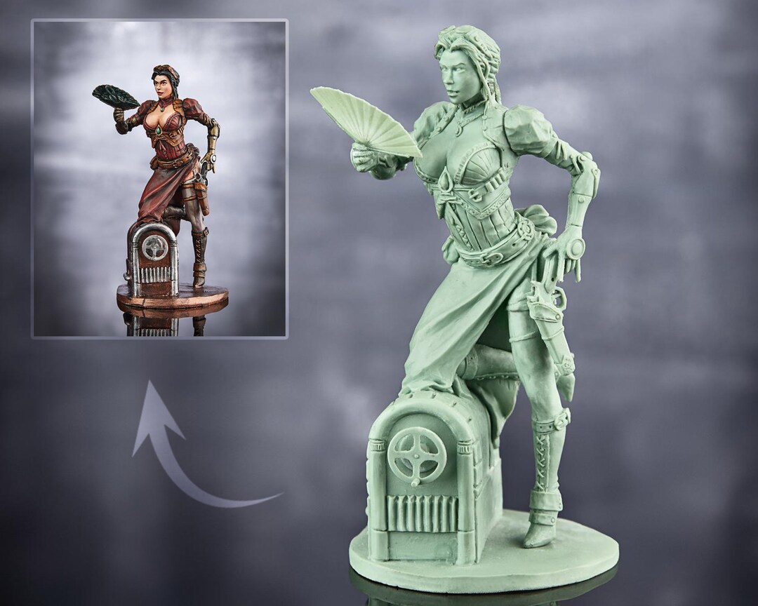 Lady Steampunk Miniature Model to Paint, Resin Model Scale Kit, Gift ...