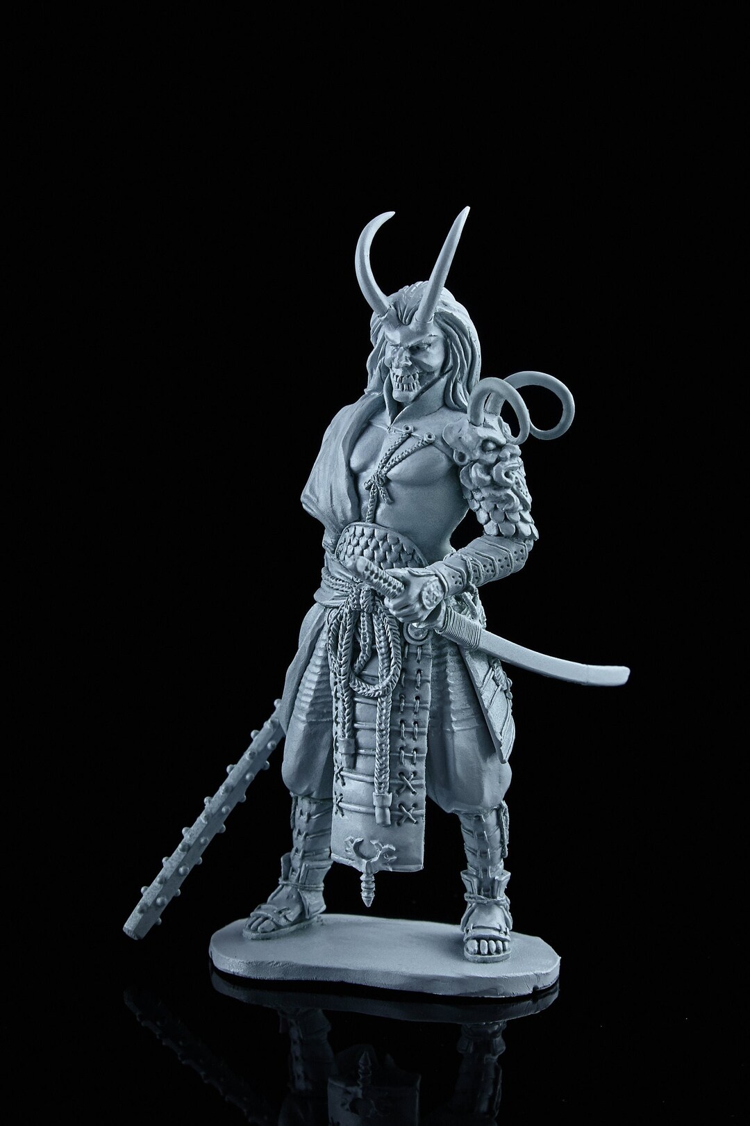 3D Printed Model of Unpainted Japanese Oni Demon, Figurine of Japanese ...
