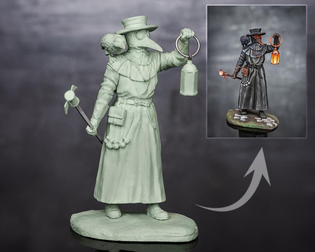 Figurine Plague Doctor Model for Paint, Model Kit 75 Mm Miniature ...