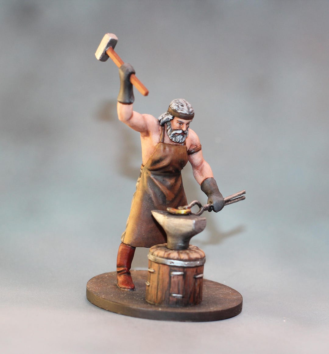 Medieval Blacksmith With Hammer Miniature 54mm, 3D Printed Model Old ...