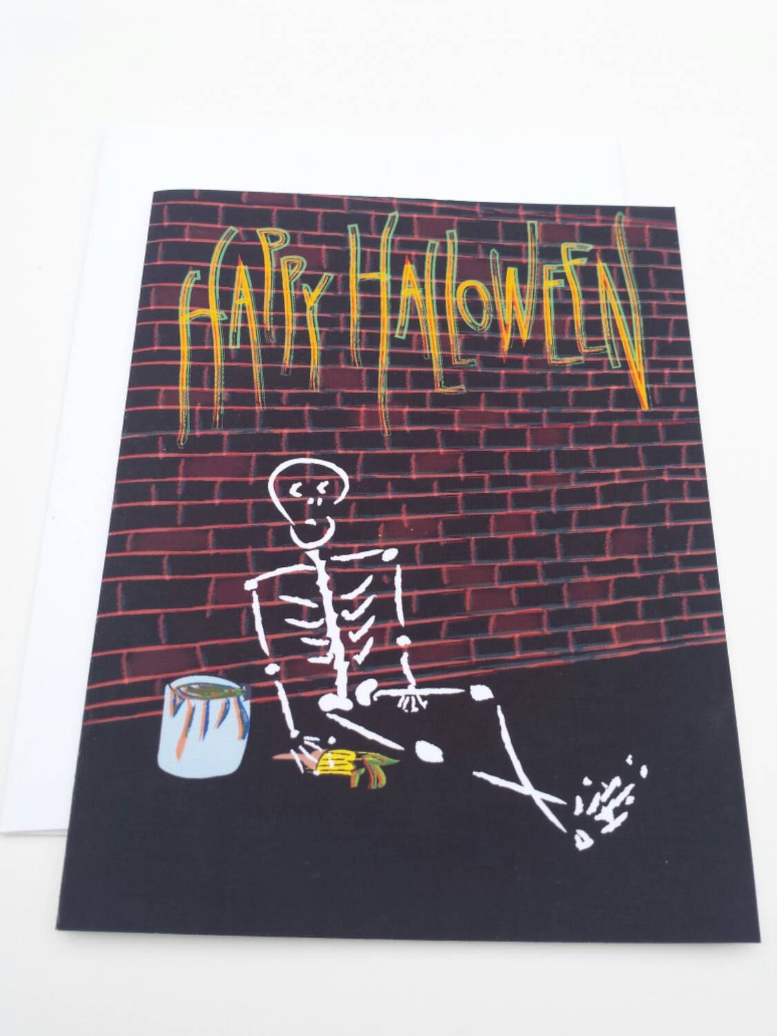 Halloween Card - Printable Skeleton Greeting - Happy Halloween - Etsy