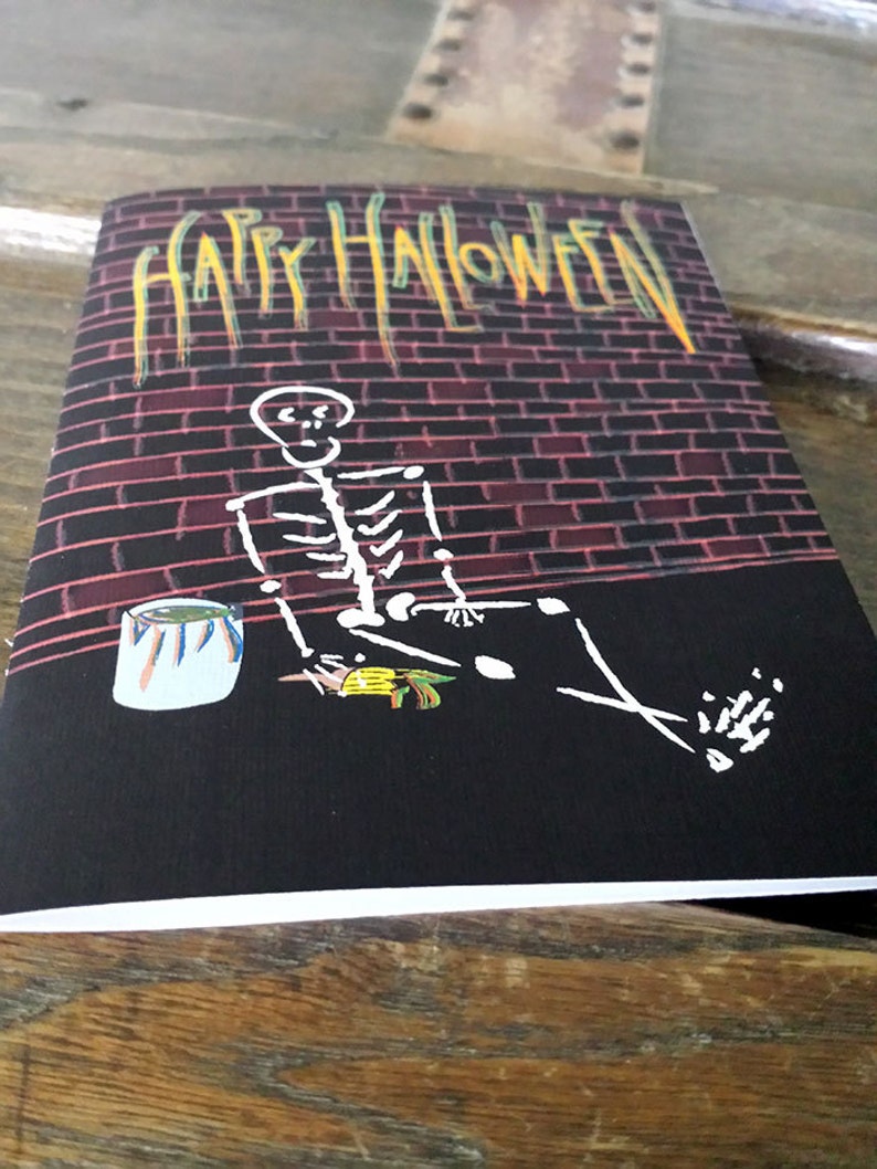 Halloween Card - Printable Skeleton Greeting - Happy Halloween - Etsy