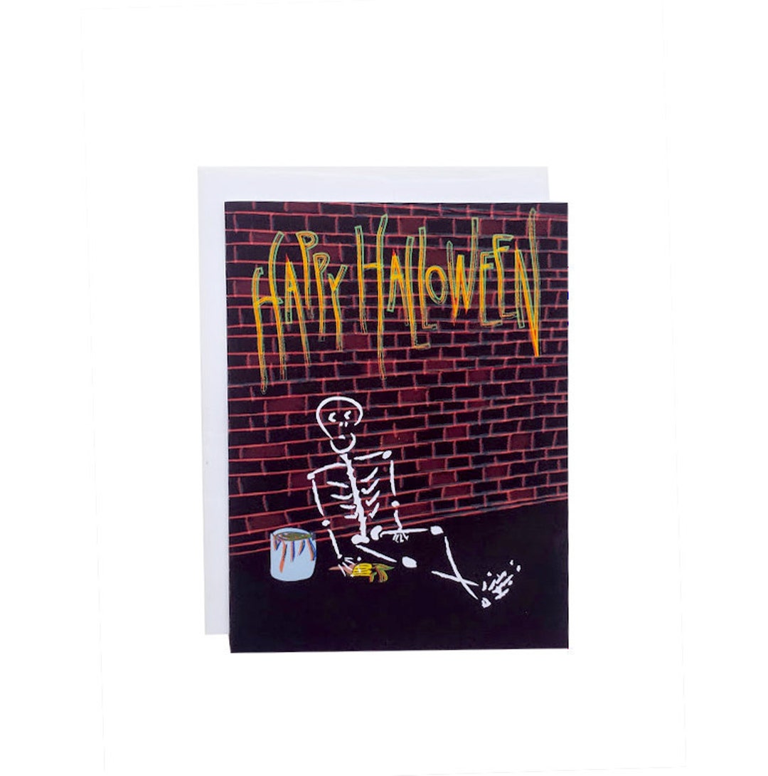 Halloween Card - Printable Skeleton Greeting - Happy Halloween - Etsy