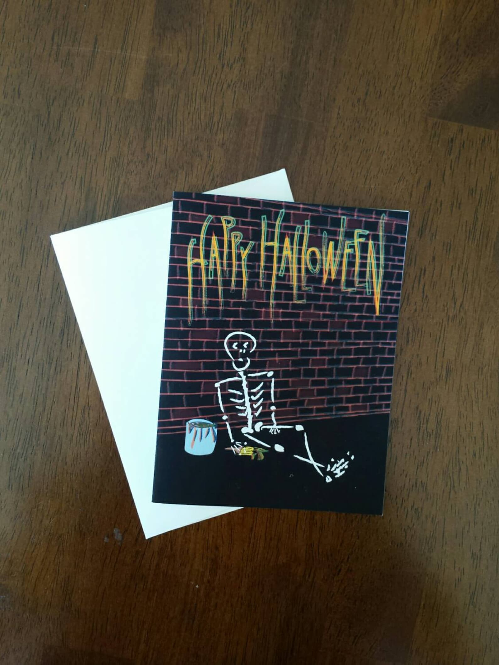 Halloween Card - Printable Skeleton Greeting - Happy Halloween - Etsy