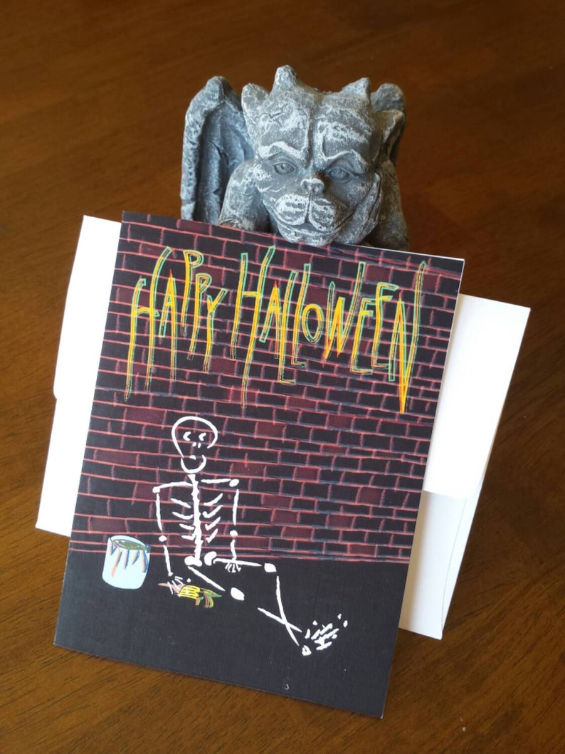 Halloween Card - Printable Skeleton Greeting - Happy Halloween - Etsy