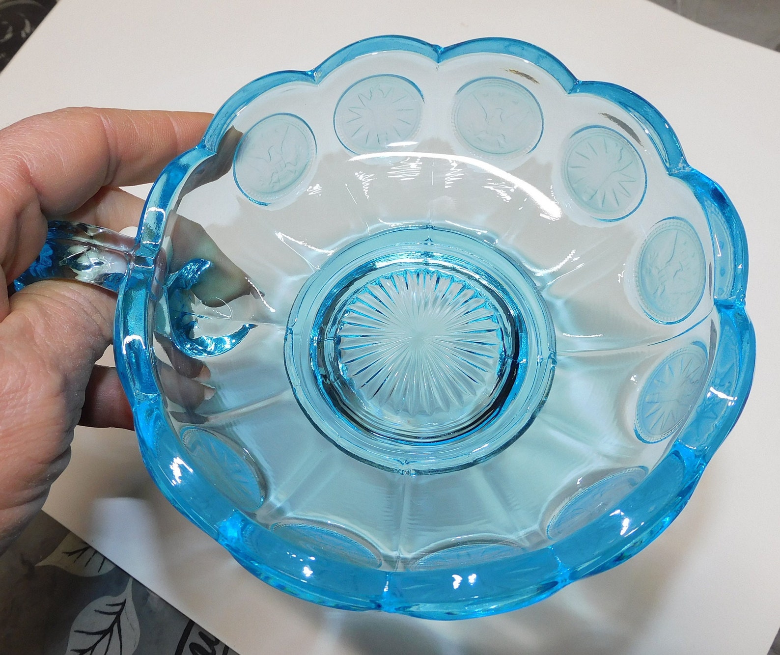 Vintage Nappy Glass Bowl With Handle Fostoria Coin Glass Collection ...