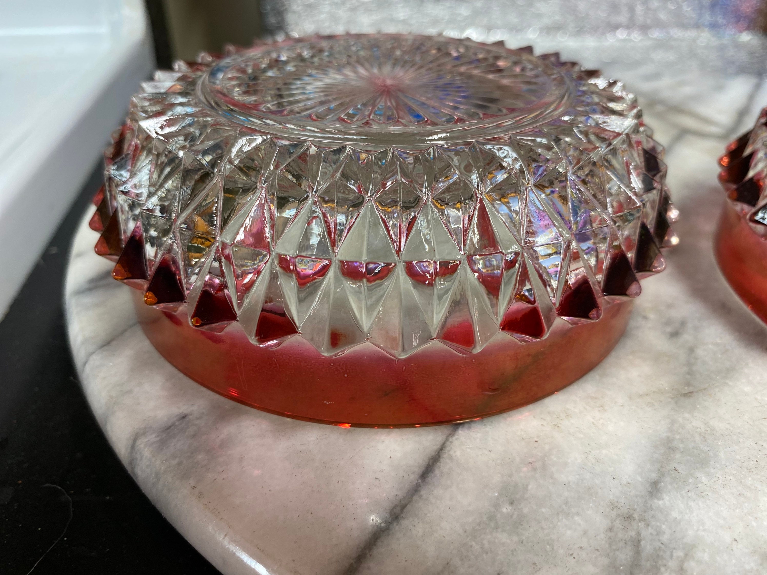 Vintage Indiana Glass Ruby Red Diamond Point Bowl Kings Crown Ruby Red ...