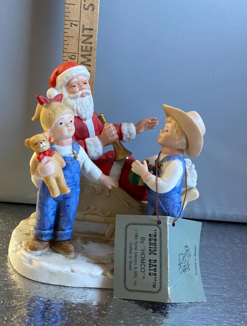 Santa's Visit Denim Days Figurine - Etsy