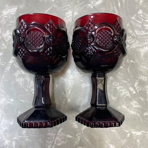 Vintage Small Elegant Wine Glass Avon Ruby Red Cape Cod Glass Keepsake ...
