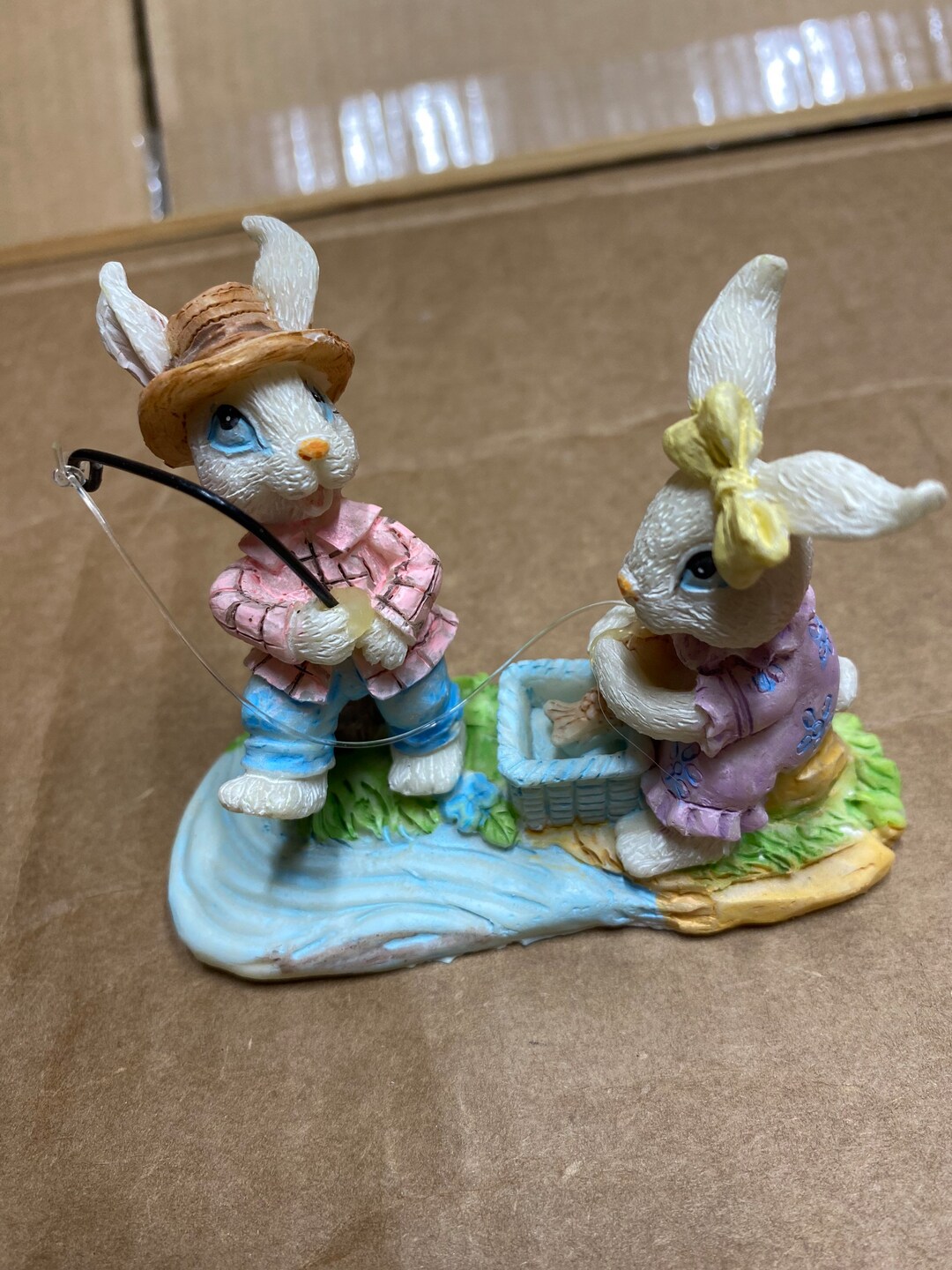 Vintage Bunnies Fishing Collectable Wishing I Was Fishin' - Etsy
