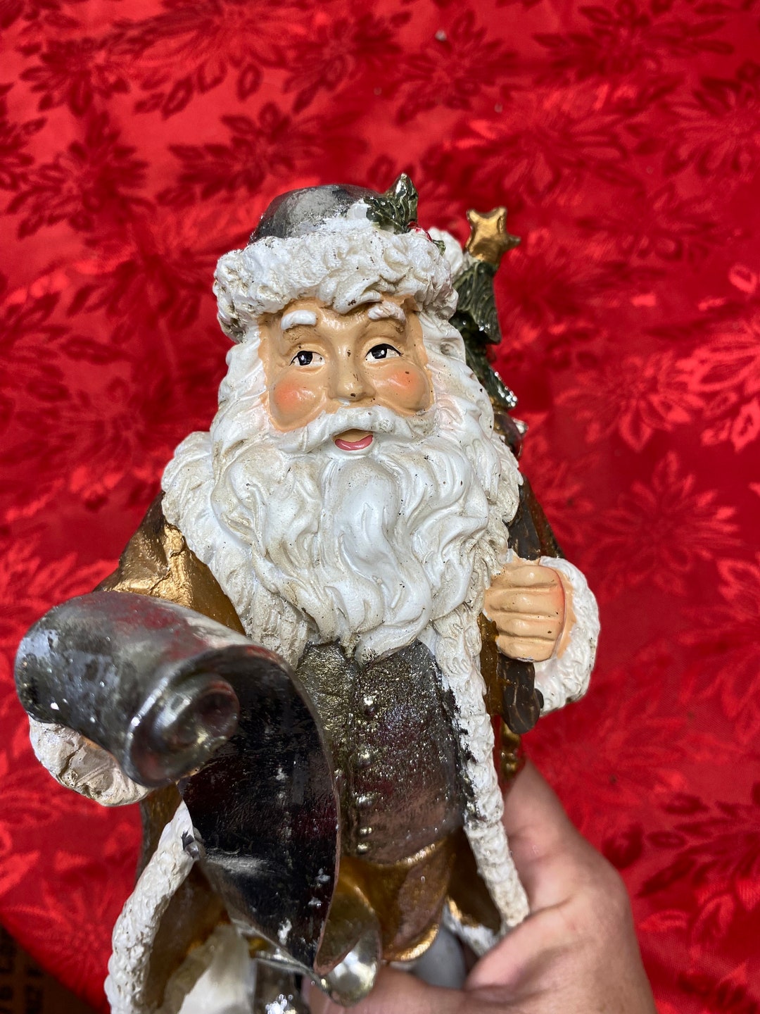 Vintage Santa Christmas Decorations Collectable Silver Christmas Santa ...