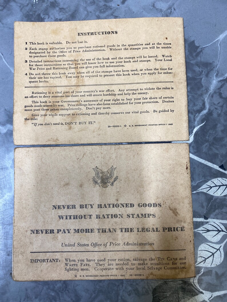 Vintage World War II Ration Book No. 3 & 4 for a 13 Year Old Girl ...