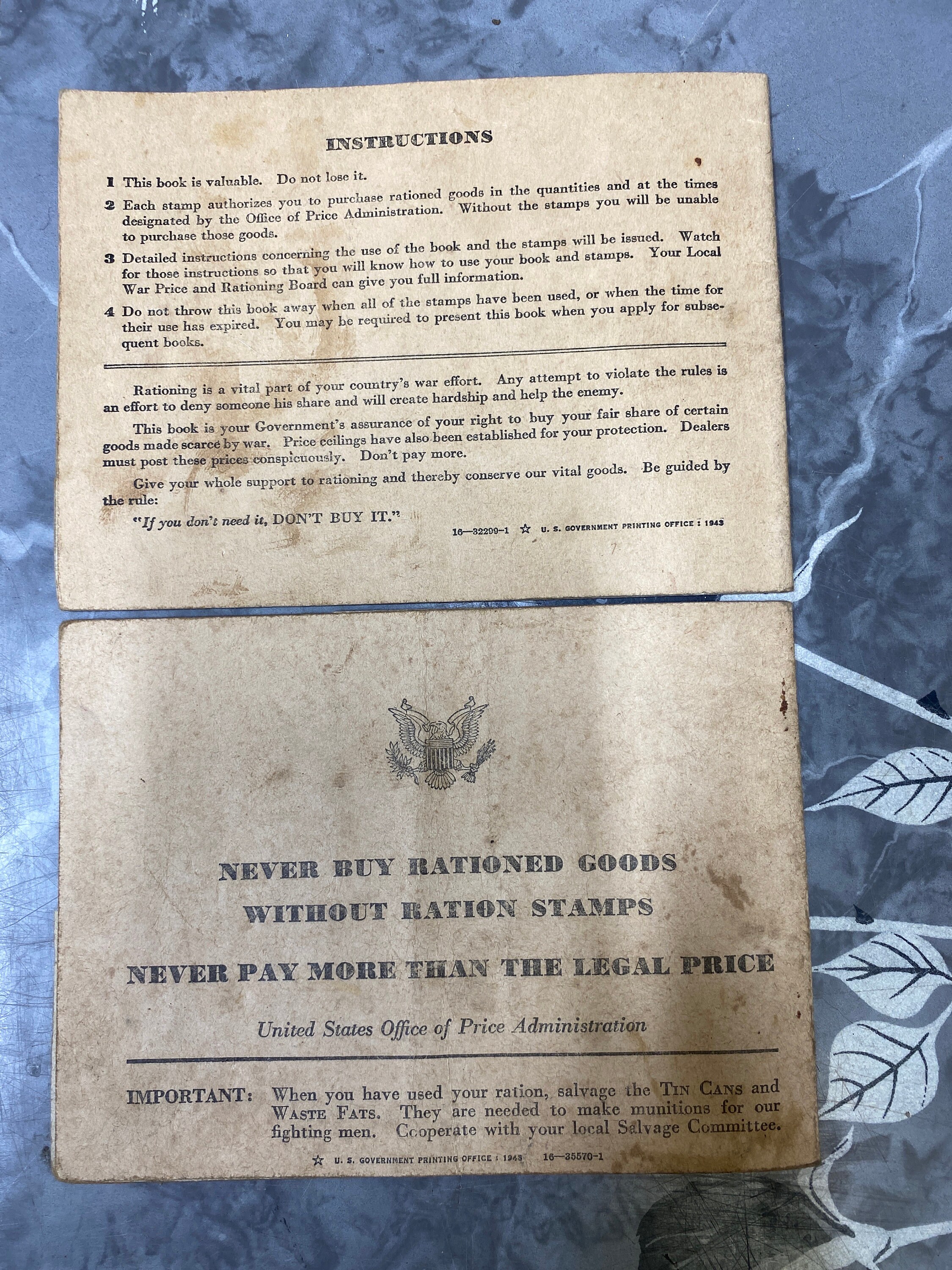 Vintage World War II Ration Book No. 3 & 4 for a 13 Year Old Girl ...