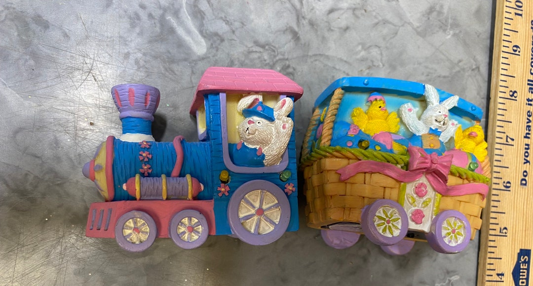 Vintage Easter Bunny Train Miniature Easter Bunny Ceramic Decoration ...