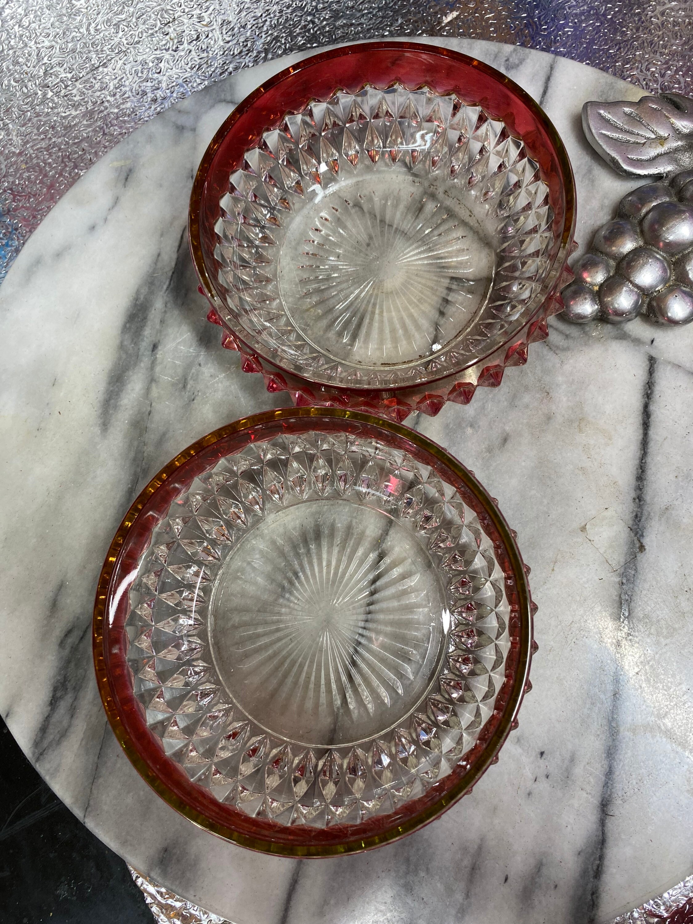 Vintage Indiana Glass Ruby Red Diamond Point Bowl Kings Crown Ruby Red ...