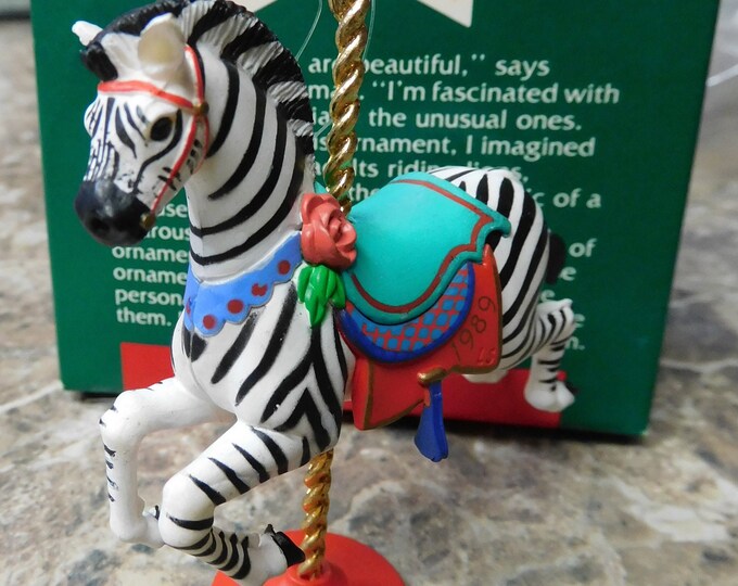 Vintage Carousel Zebra Ornament Collectable Hallmark Keepsake Tree ...