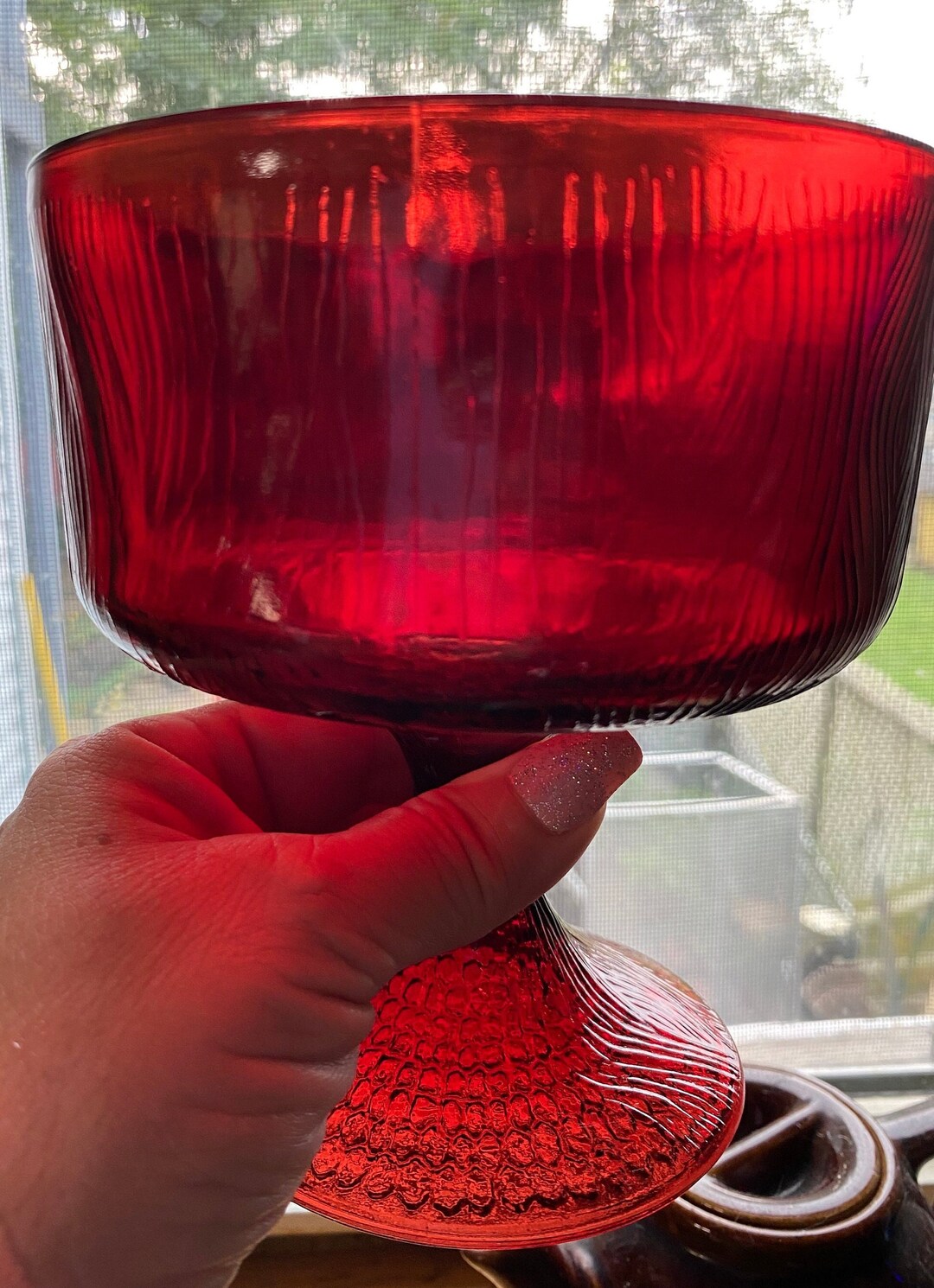 Royal Red Tree Bark Pattern Candy Dish Trinket Bowl Hoosier - Etsy
