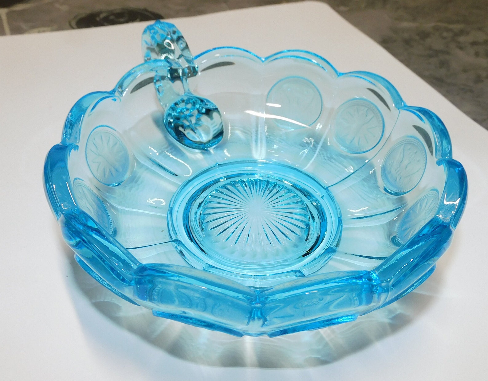 Vintage Nappy Glass Bowl With Handle Fostoria Coin Glass Collection ...