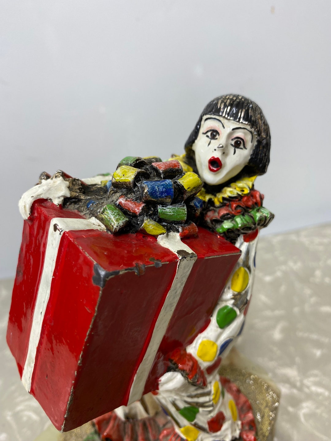 Vintage Clown Collectable Ron Lee Clown Caring Big Present Keepsake ...