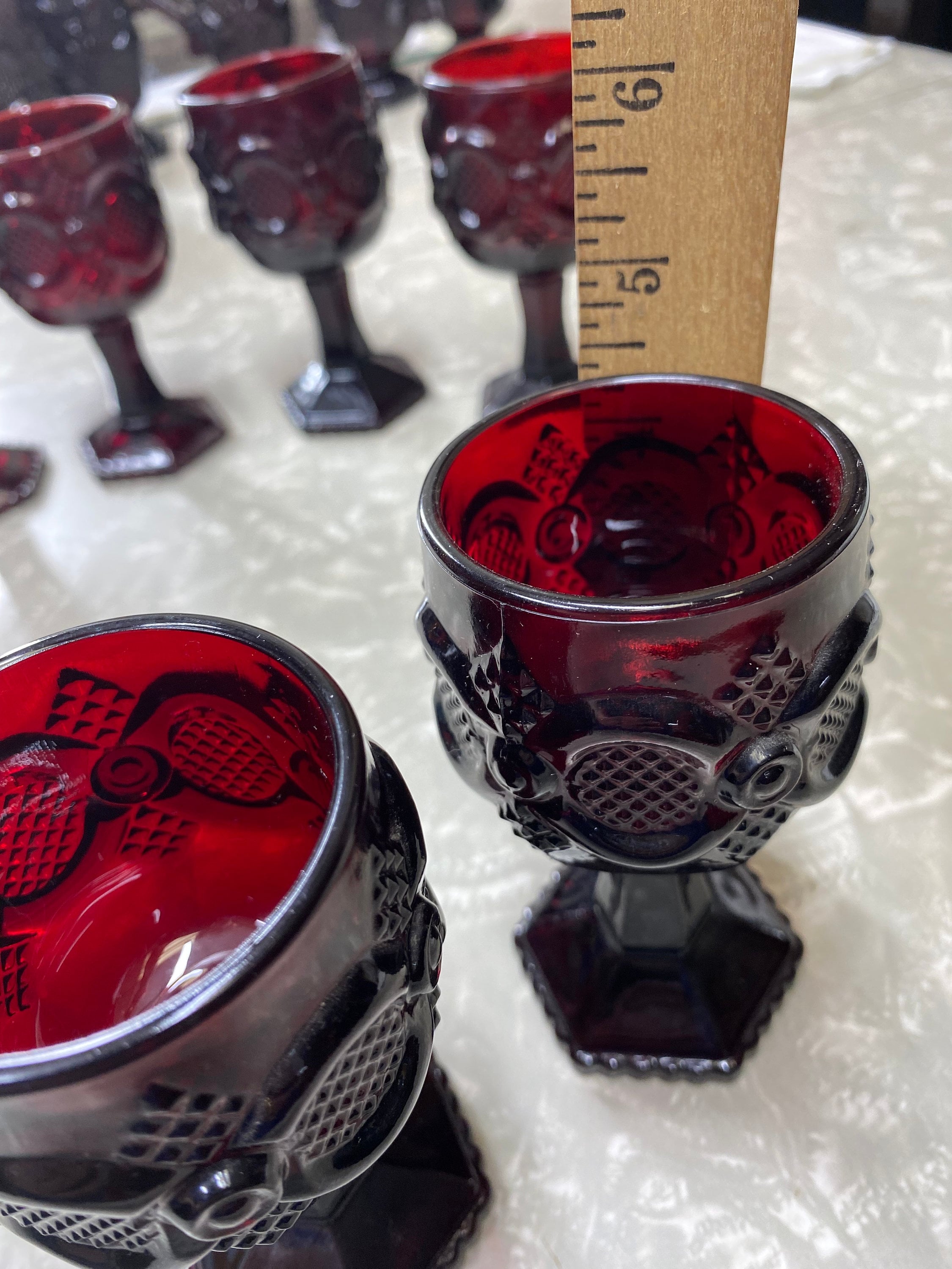 Vintage Small Elegant Wine Glass Avon Ruby Red Cape Cod Glass Keepsake ...