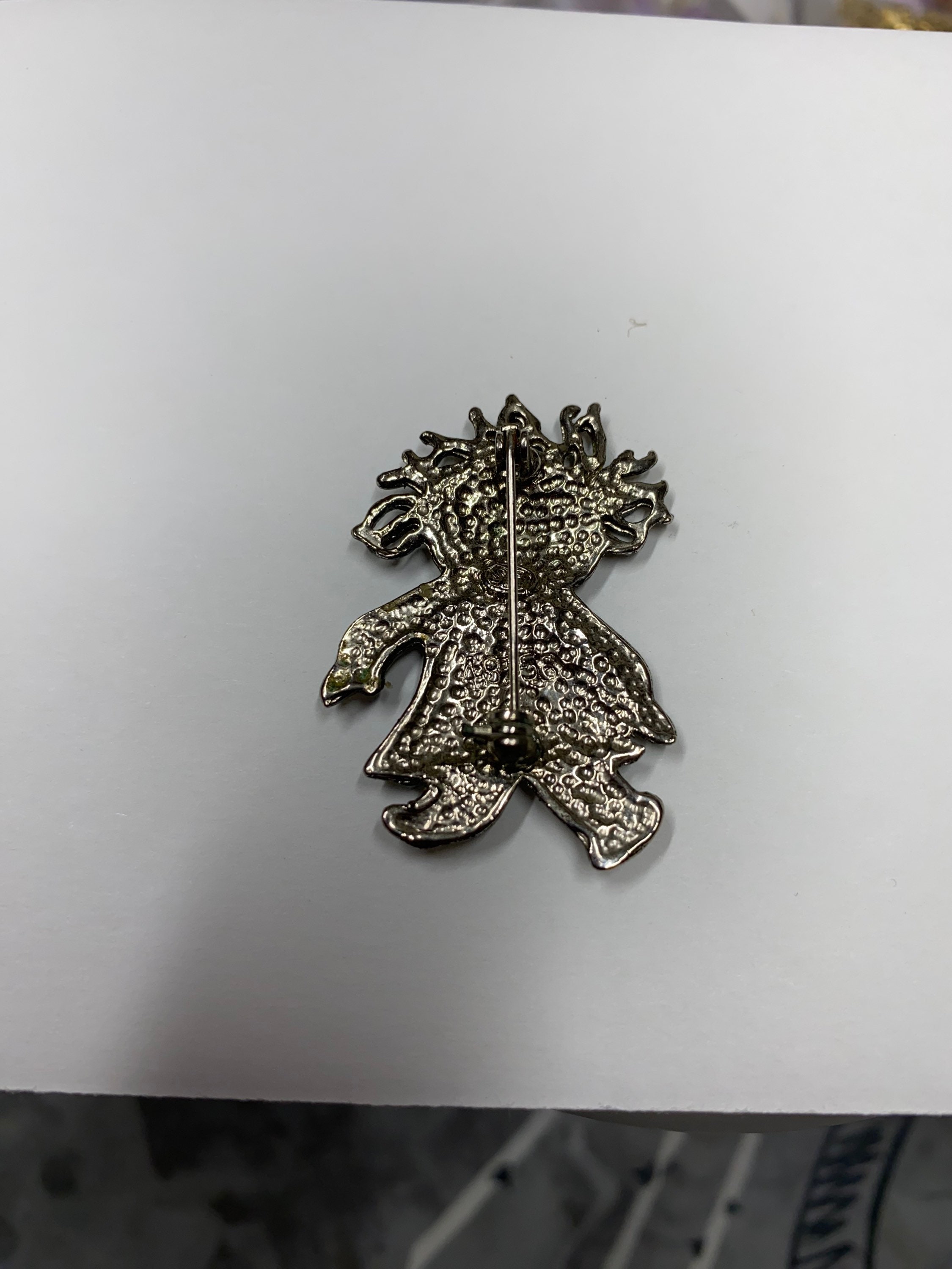 Vintage Kid Wild Hair Brooch SFJ Pin Silver Tone Black White - Etsy