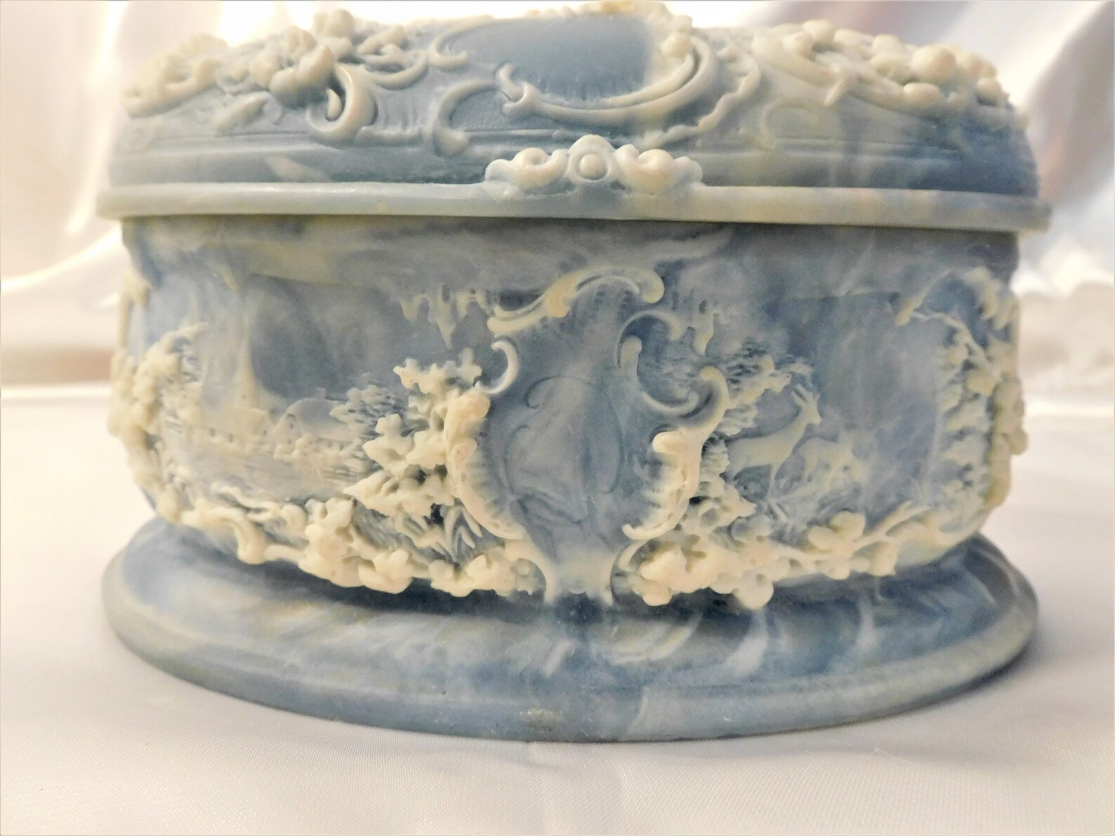 Vintage Incolay Stone Box Collectable Jewelry Box Keepsake Trinket Box ...